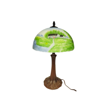 REVERSE PAINTED LAMP - IRISH COUNTRY SIDE: online-irish.com
